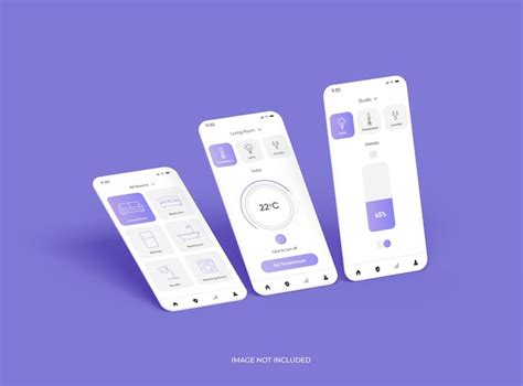 Ui Ux 앱 프레젠테이션 3d 렌더링을 위해 분리된 휴대폰 화면이 있는 사용자 지정 가능한 모형 프리미엄 Psd 파일
