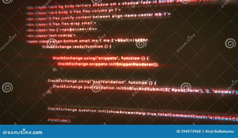 Typing A Digital Code By A Programmer In A Programming Language Stock