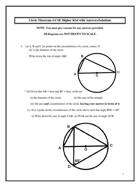 Circle Theorems Gcse Higher With Answers Maths Pdf Circle Euclid