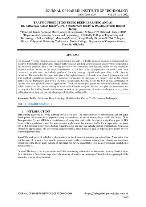 pdf traffic prediction using deep learning and ai