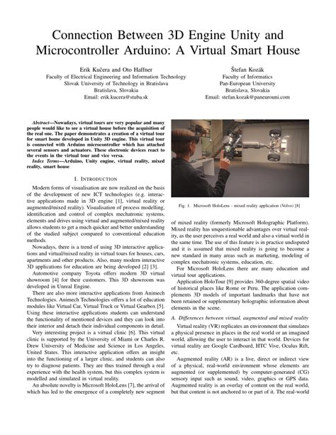 Pdf Connection Between 3d Engine Unity And Microcontroller Arduino A Virtual Smart House