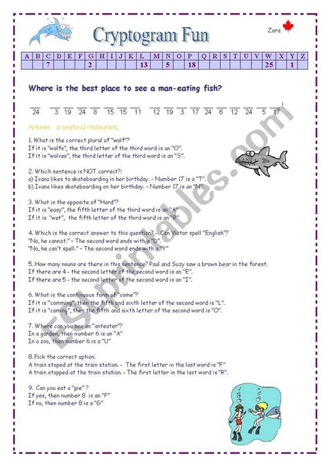 Cryptogram Or Secret Message 2 Esl Worksheet By Zora