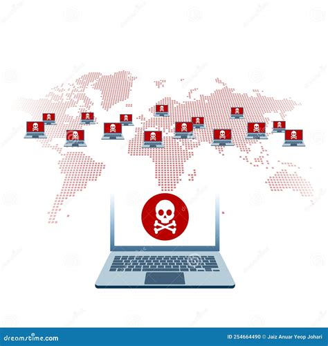 Illustration Of Cybersecurity World Wide Computer Controlled By A