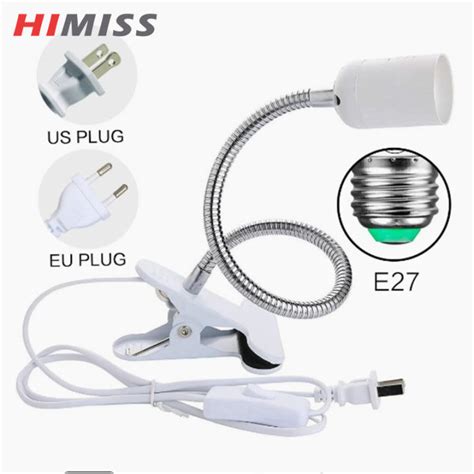 HIMISS E Clip Desk Lamp Socket Degree Flexible Gooseneck Desk Lamp Holder Clip On Cable