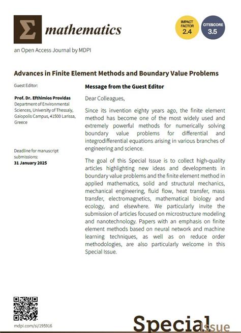 Check Out The New Special Issue Advances In Finite Element Methods And