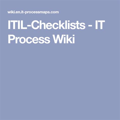 Itil Checklists It Process Wiki Project Management Index Checklist