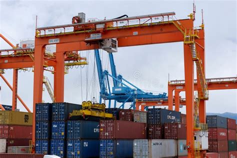 Container Loading And Unloading Needs On The Periphery Of The Terminal Rijeka City Editorial