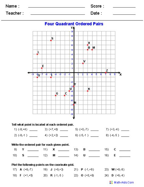 Geometry Worksheets Coordinate Worksheets With Answer Keys Graphing Worksheets Geometry