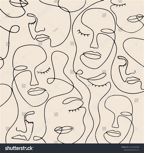 Continuous Line Drawing Faces Fashion Minimalist Stock Vector Royalty Free 2105397260