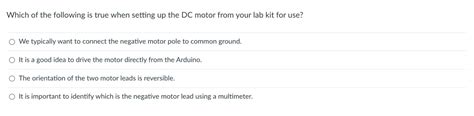 Which Of The Following Is True When Setting Up The DC Chegg