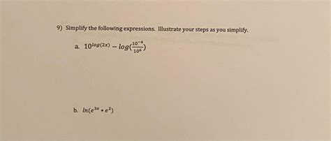 Solved 9 Simplify The Following Expressions Illustrate Chegg Com