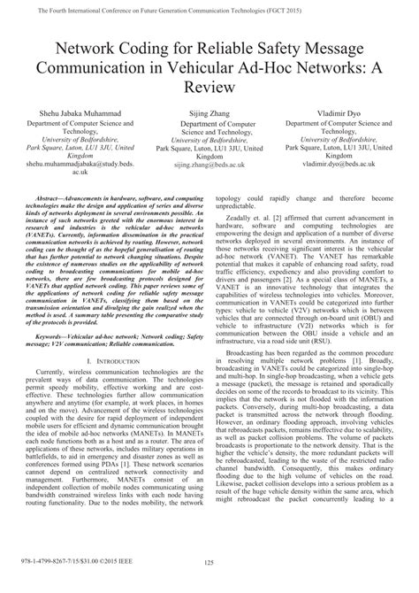 Pdf Network Coding For Reliable Safety Message Commmunication In Vehicular Ad Hoc Networks A