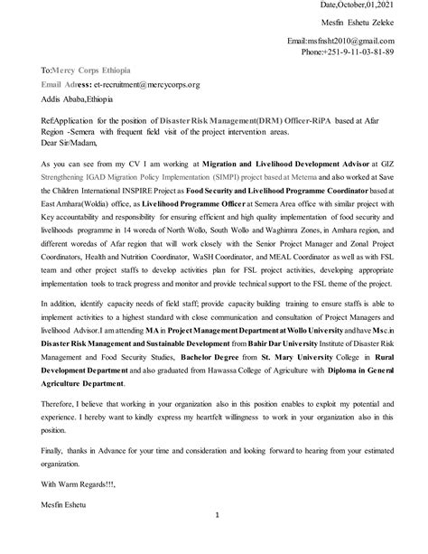 Mesfin Application Letter Docx