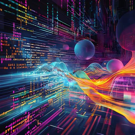 abstract data stream flowing like liquid light with sharp lines of code and binary numbers