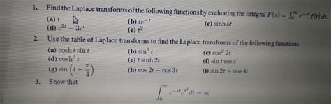 Solved 1 Find The Laplace Transforms Of The Following