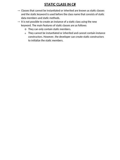 Static Class In Csharp Pdf