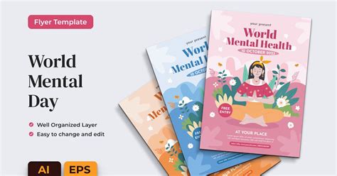 Шаблон Флаер по психическому здоровью Шаблон Ai And Eps Шаблоны для печати Включая здоровье и