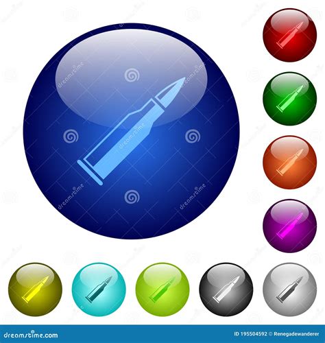 Bullet Rifle Ammo With Gloss Color Glass Buttons Stock Vector