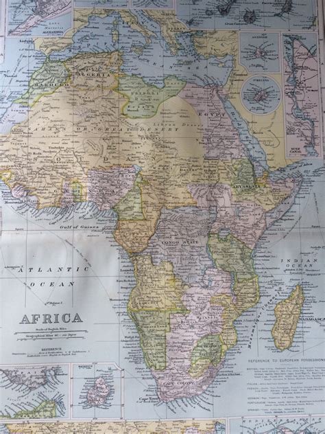 1898 Africa Large Original Antique Map 215 X 135 Inches Historical Wall Decor George W