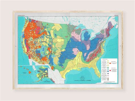 Us Geologic Map Large Print Digital Old Geology Map Science Poster