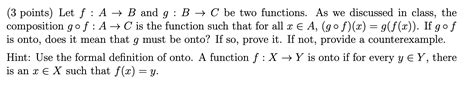 solved 3 points let f a b and g b c be two