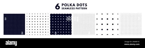 Set Of Polka Dots Or Bullet Journal Texture Seamless Monochrome Pattern Dotted Background