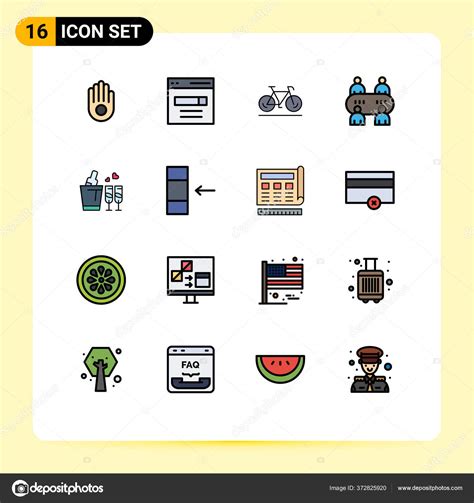 Mobile Interface Flat Color Filled Line Set Pictograms Love Bottle Stock Vector By ©flatart