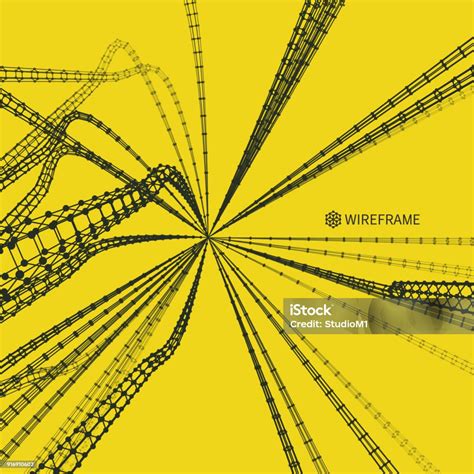 연결 구조입니다 와이어 프레임 벡터 일러스트입니다 추상적인 배경입니다 미래 기술 스타일입니다 3 차원 관점 그리드입니다 0명에 대한 스톡 벡터 아트 및 기타 이미지 Istock