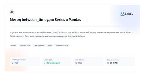 Метод between time в pandas series с datetimeindex labex
