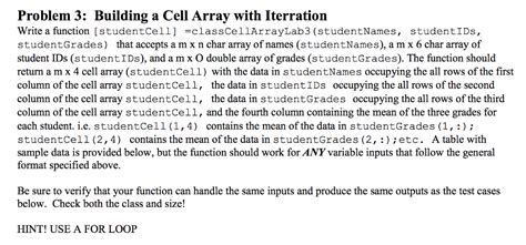 Solved Problem 3 Building A Cell Array With Iterration