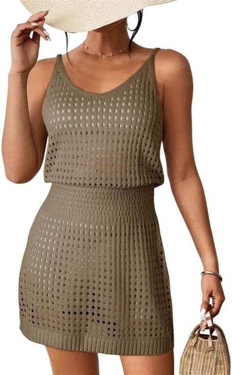 Chenhainan Summer Crochet Hollow Out Knit Beach Bathing Suit Swim Cover