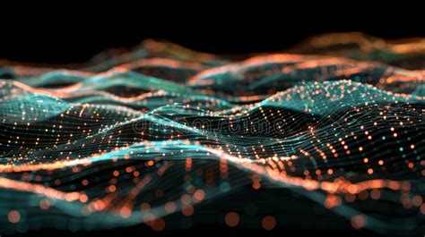 Futuristic Abstract Waveform Digital Data Stream Visualization