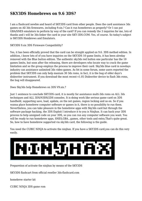 Sky3ds Homebrews On 96 3ds Pdf