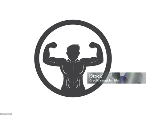 보디 빌더 피트니스 체육관 아이콘 로고 배지 벡터 일러스트 근육질 체격에 대한 스톡 벡터 아트 및 기타 이미지 근육질 체격