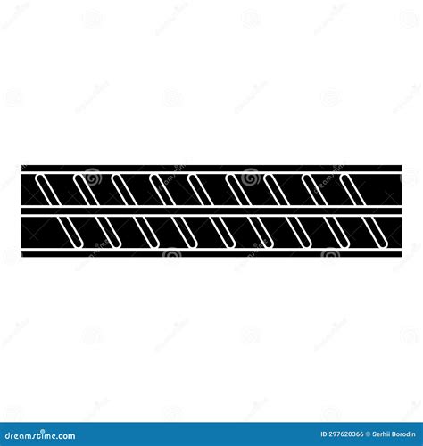 Reinforcement Bar Rebar Ribbed Metal Rod Icon Black Color Vector Illustration Image Flat Style