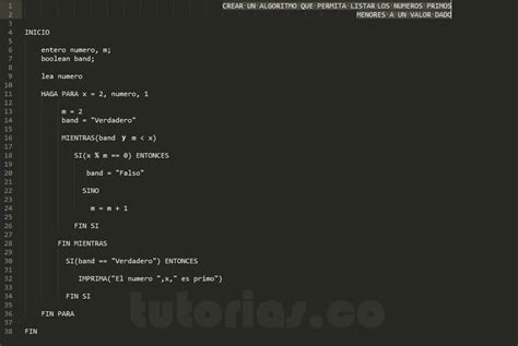 Ciclo Para Pseudocodigo Numeros Primos