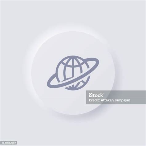 지구본 아이콘 웹 디자인 응용 프로그램 Ui 등을 위한 흰색 Neumorphism 소프트 Ui 디자인 버튼 벡터 3차원 형태에 대한 스톡 벡터 아트 및 기타 이미지 Istock