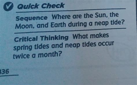 Solved V Quick Check Sequence Where Are The Sun The Moon And Earth