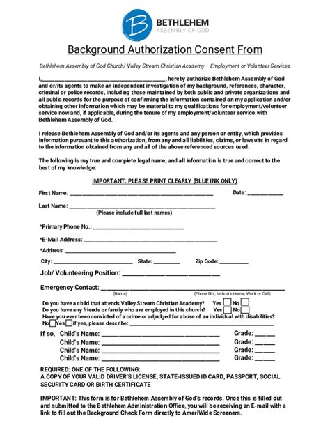 Fillable Online Background Authorization Consent From Fax Email Print Pdffiller