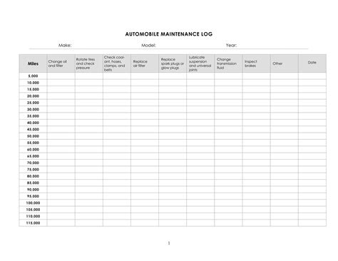 Free Printable Vehicle Maintenance Log Templates Excel Word Pdf