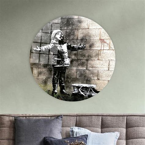 Banksy Snowfall Art Bansky Boy Art Banksy Snow Printing Framed