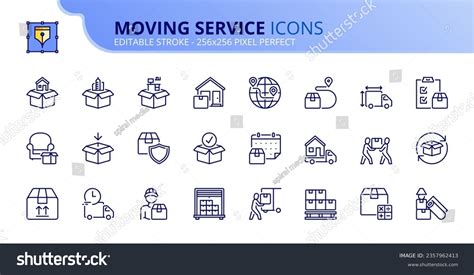 4 Office Moving Icons Packing Unpacking Loading Unloading Logistics Transportation Royalty Free