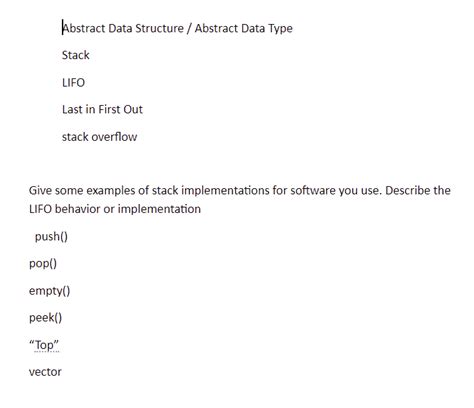 Solved Abstract Data Structure Abstract Data Type Stack Chegg