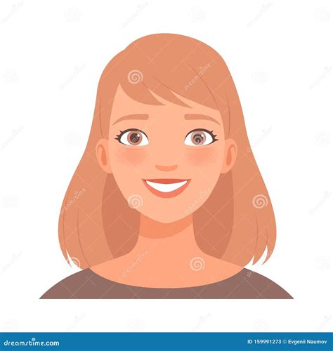 Joyful Smile On The Face Of A Young Woman Vector Illustration Stock Vector Illustration Of