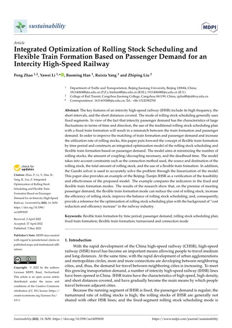 Pdf Integrated Optimization Of Rolling Stock Scheduling And Flexible