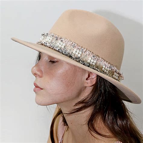 데미지니모닉 울100 진주 핑크베이지 페도라 Wool 100 Pearl Pk Be Fedora 위시버킷