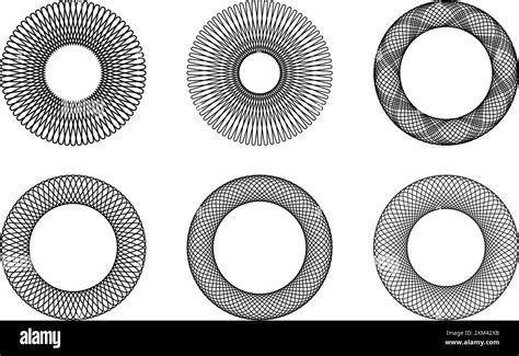 Set Of Geometric Circle Drawing Decorative Pattern Spirograph Vector