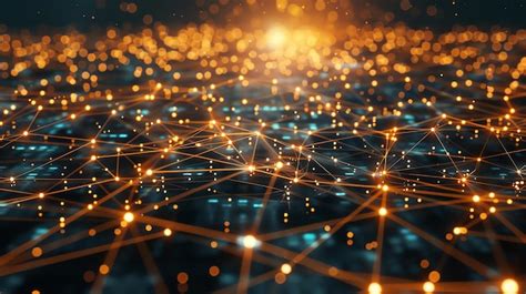 Premium Photo An Abstract Digital Network With Glowing Lines And Nodes Representing Technology