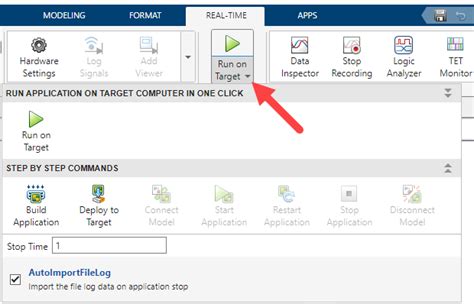 Execute Real Time Application In Simulink External Mode By Using Step