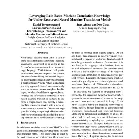 Leveraging Rule Based Machine Translation Knowledge For Under Resourced